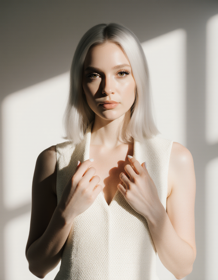 White Hair Female AI Fashion Photoshoot | Rawshot AI